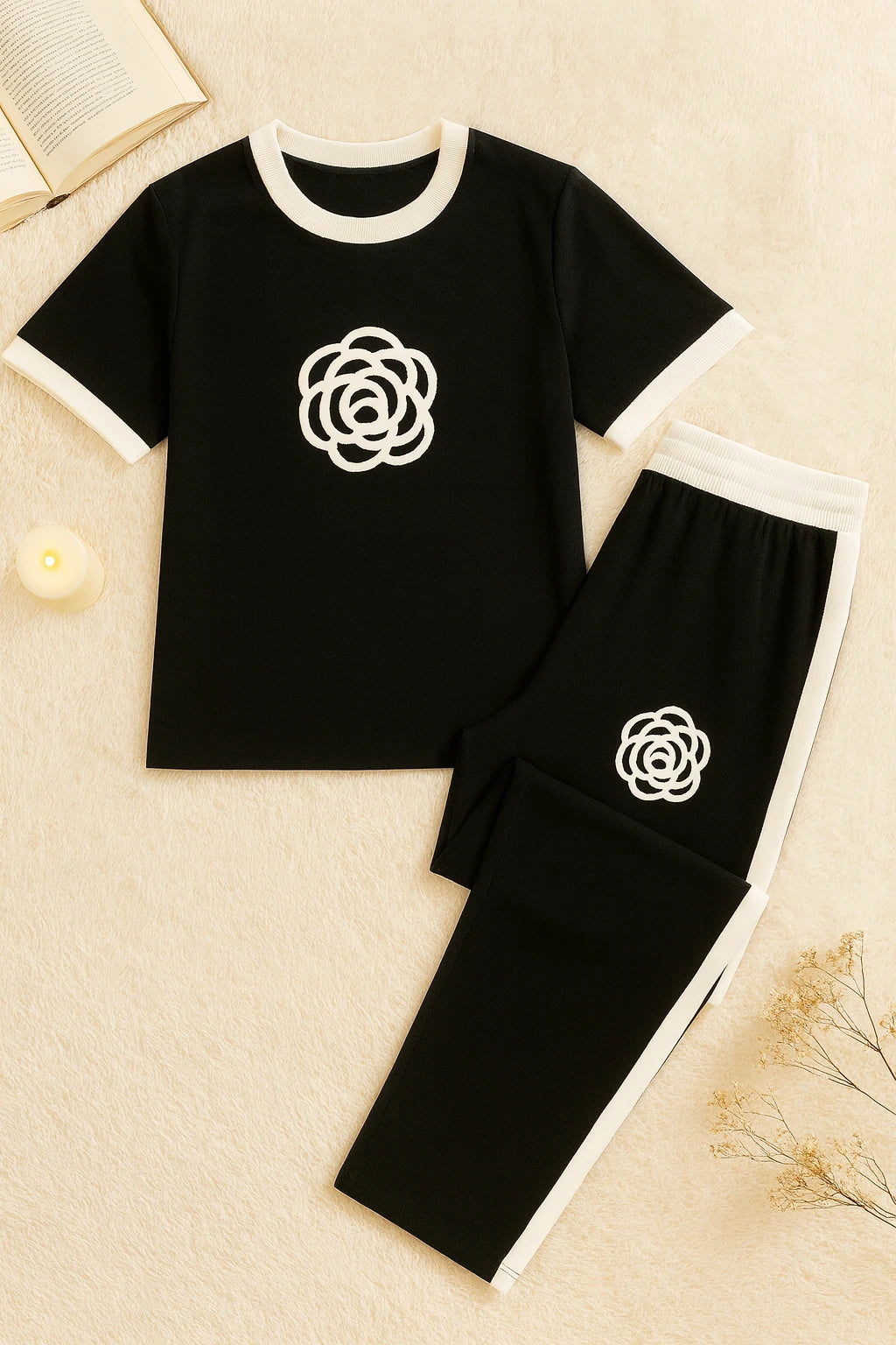 Black Flower Style Track Suit – KOZEE